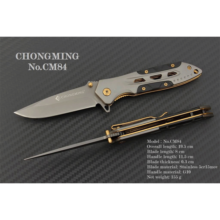 Chongming Çakı Titanyum Gold Klipsli Çakı - Bıçak Fuarı